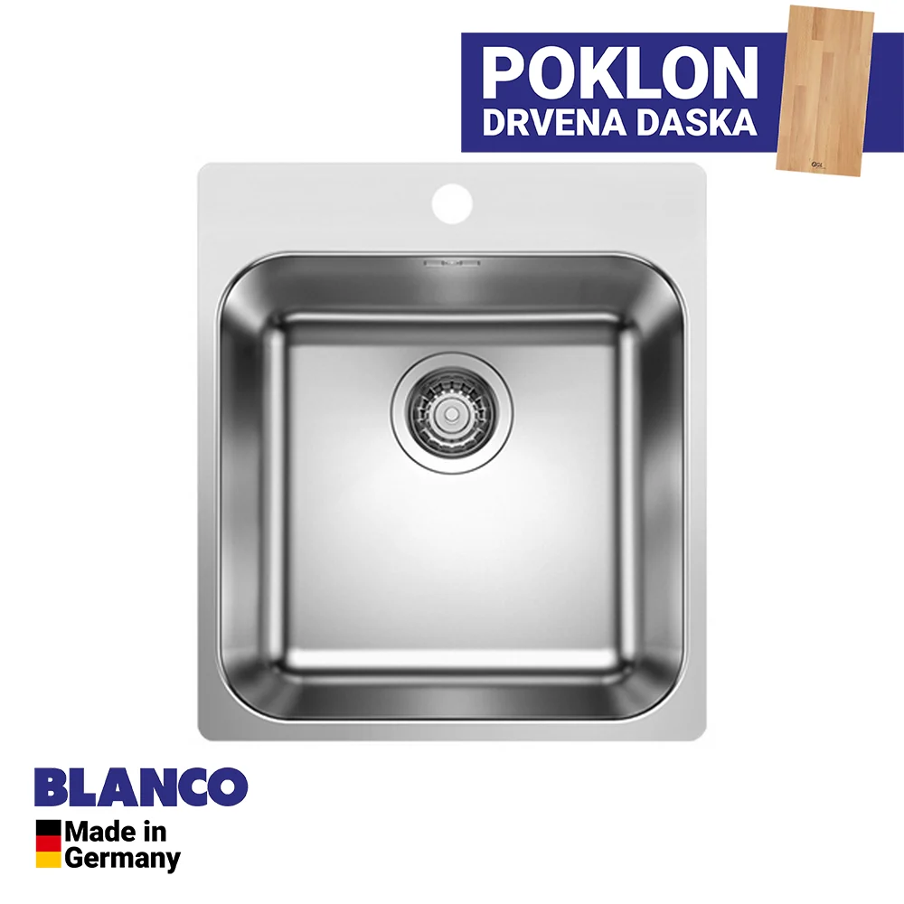 Inox sudopera Blanco SUPRA 400-IF/A + drvena daska - 440x500x175