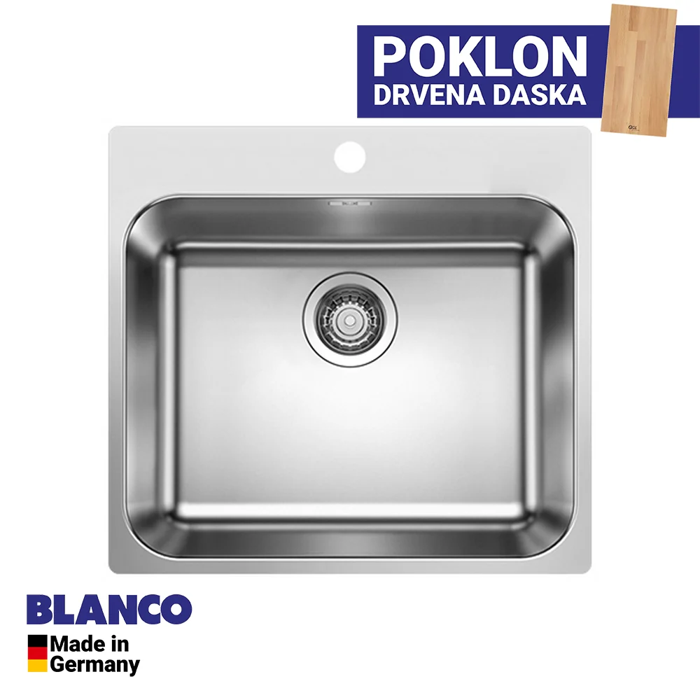 Inox sudopera Blanco SUPRA 500-IF/A + drvena daska - 540x500x175