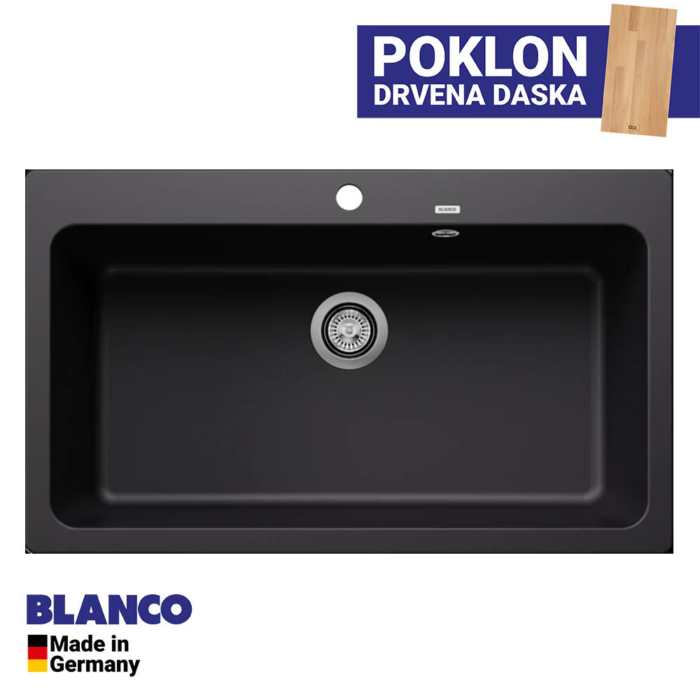 Granitna sudopera Blanco Silgranit NAYA XL 9 + drvena daska - 860x510x220