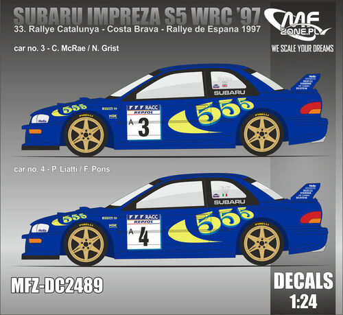 NEW! MF-Zone DC2489 Subaru Impreza WRC S5 WRC 1997 - 33. Rallye Catalunya / Cars No.3 and No.4
