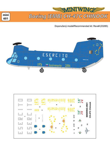 NEW! Miniwing 601 Boeing (EMB) CH-47 C Chinook in Italian Air Force (for Revell CH-47 D Chinook Kits)