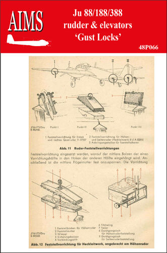 NEW! Aims 48P066 Junkers Ju-88 / Ju-188 / Ju-388 - Rudder and Elevators Gust Locks