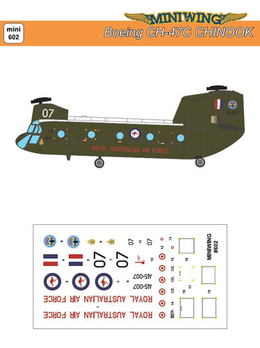 NEW! Miniwing 602 Boeing CH-47 C Chinook in Australian Air Force (for Revell CH-47 D Chinook Kits)