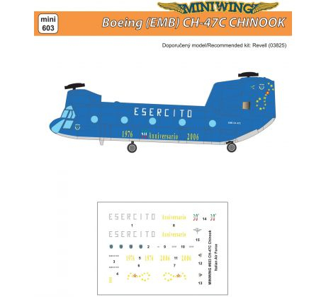NEW! Miniwing 603 Boeing (EMB) CH-47 C Chinook in Italian Air Force (for Revell CH-47 D Chinook Kits)