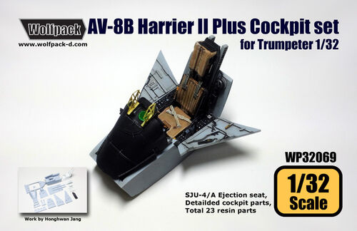 Wolfpack Design WP32069 McDonnell Douglas AV-8 B Harrier II+ - Cockpit Set (for Trumpeter Kits)