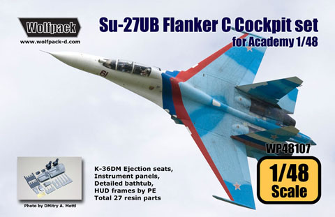 NEW! Wolfpack Design WP48107 Sukhoi Su-27 UB Flanker C - Cockpit Set (for Academy Kits)