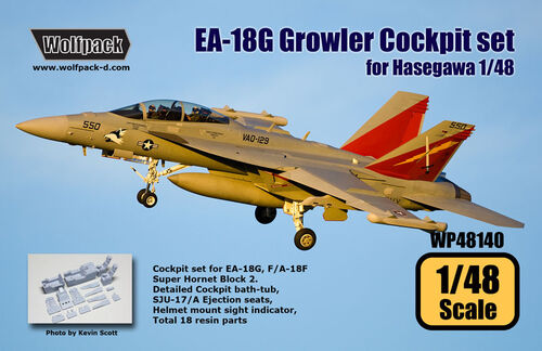 Wolfpack Design WP48140 Boeing EA-18 G Growler - Cockpit Set (for Hasegawa Kits)