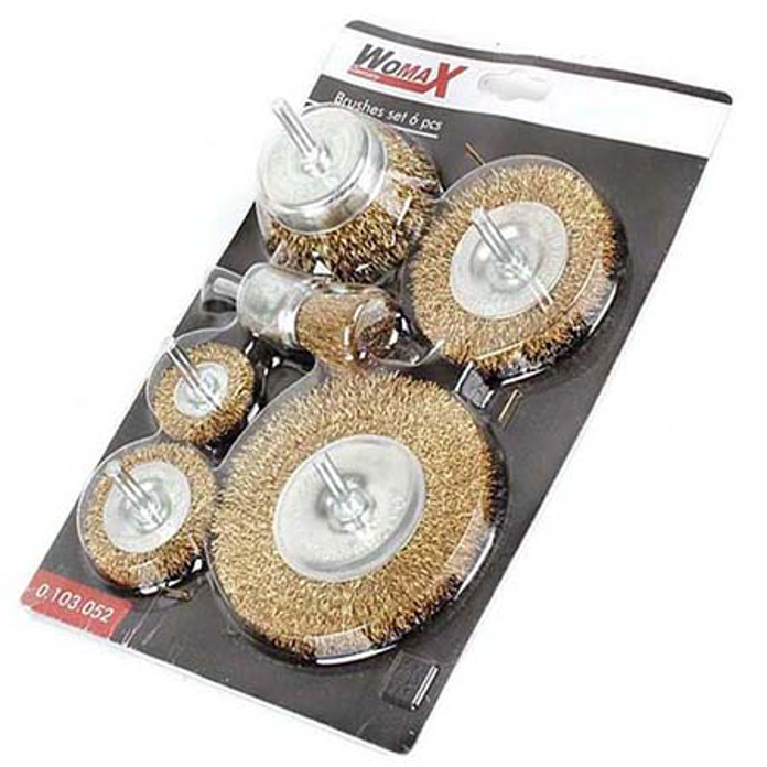 Čelična četka set 6 kom za bušilicu – mesing, Ø25–100 mm