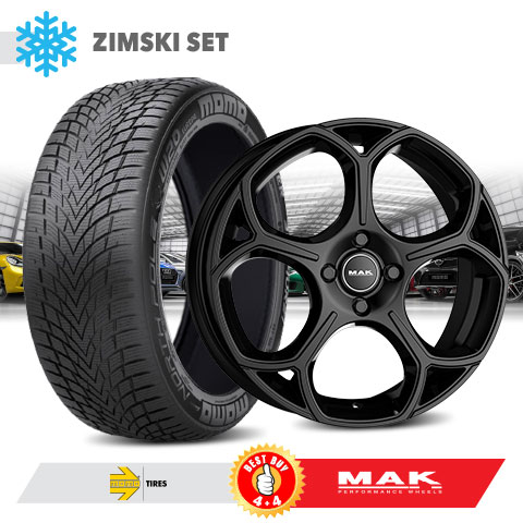 225/45 R18 SET Z MOMO + MAK MON BLK 5/110