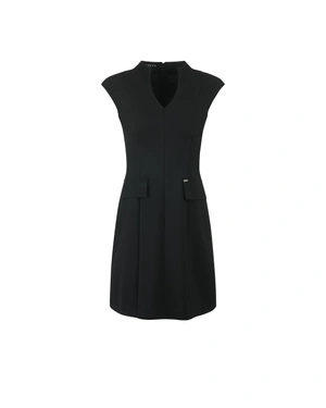 CRNA HALJINA SA V-IZREZOM I SILUETOM KOJA OBLIKUJE FIGURU