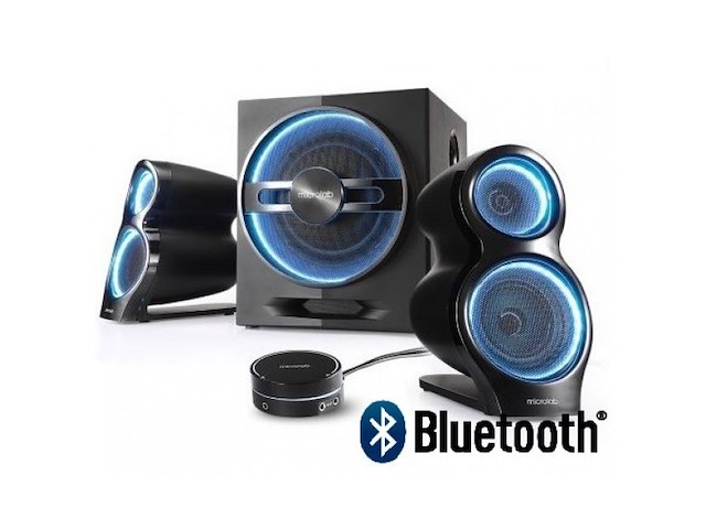 Microlab T10 Aktivni drveni zvucnici 2.1 56W RMS(24W, 2x16W) BLUETOOTH daljinski , 3.5mm