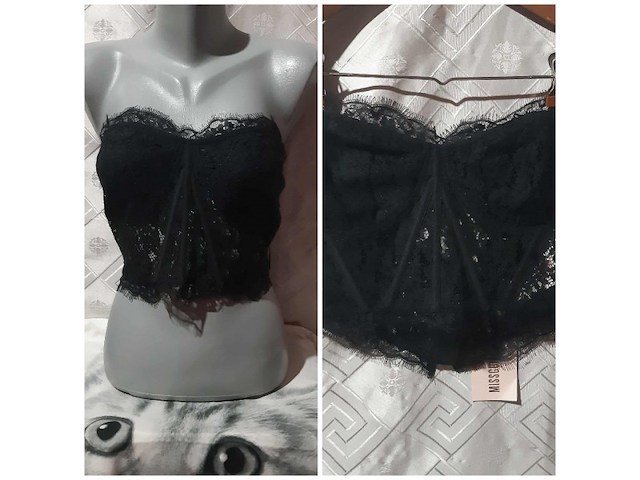 Missguided Sexy Crni Korset Top od Cipke XL Novo sa Ett