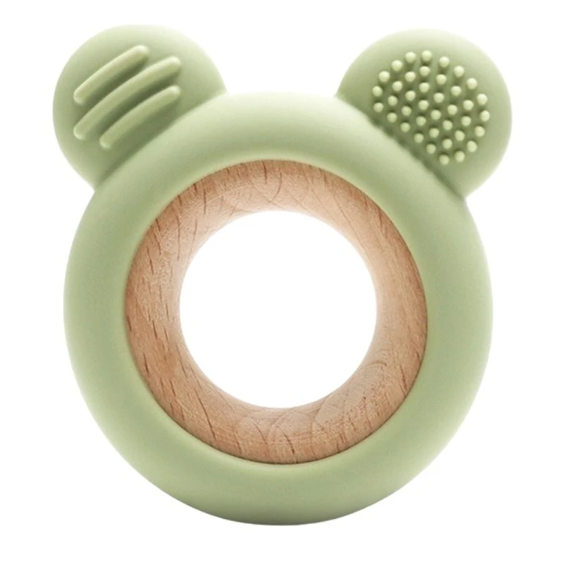 Lorelli drvena silikonska glodalica za bebe Bear, Fresh Green