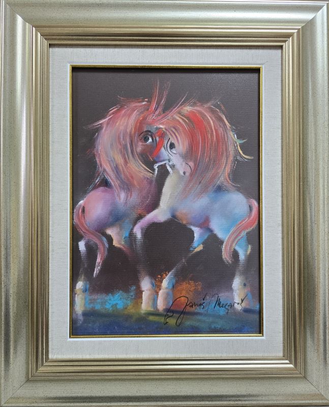 Ples III, Janoš Mesaroš, pastel, luksuzno uramljena, sa ramom 54×45 cm, bez rama 35×25 cm, sertifikat, 35400 dinara