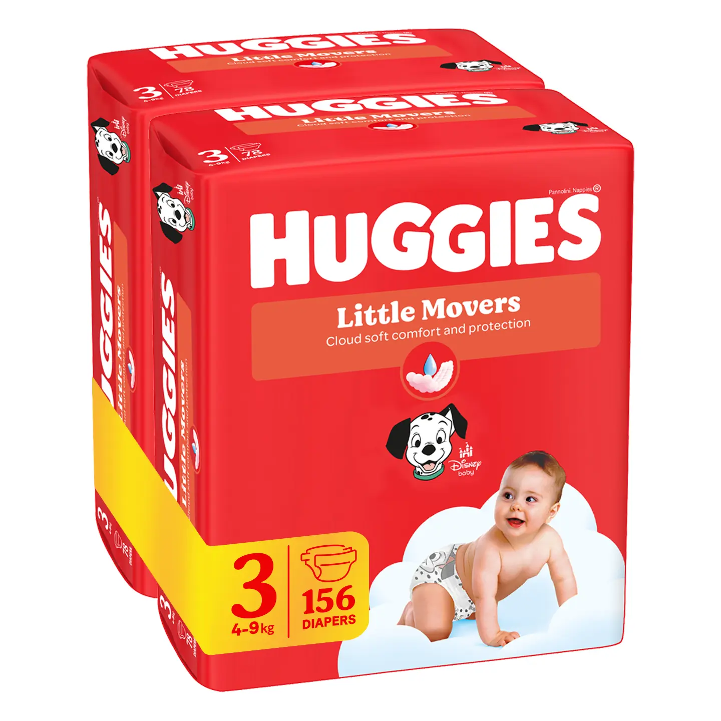 Huggies Pelene Little Movers 3, Duo pack, 4-9 kg, 156/1