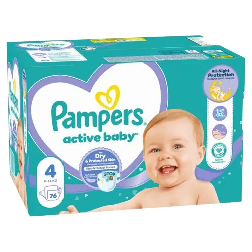 Pampers Pelene Active Baby 4, 9-14 kg, 76/1
