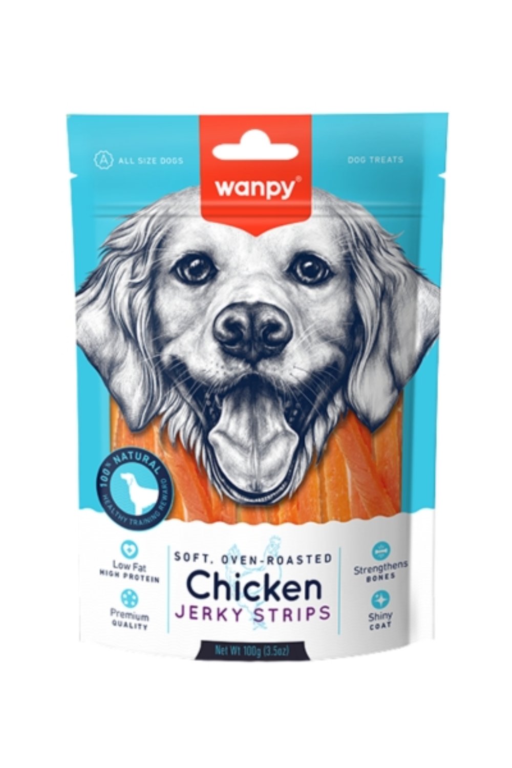 WANPY SOFT JERKY STRIPS POSLASTICA ZA PSE, PILETINA 100 G
