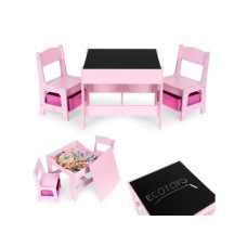 ECO TOYS Dečiji set sto i 2 stolice sa tablom za pisanje Pink