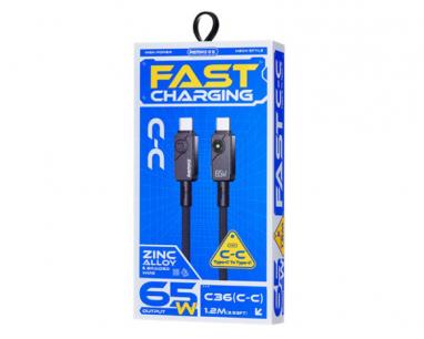 REMAX Kabl Swift Fast charging braided data cable 1.2M C36 65W(C-C) crni