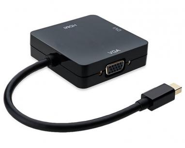 E-GREEN Mini DisplayPort - HDMI + DVI-I Dual Link + VGA D-Sub crni
