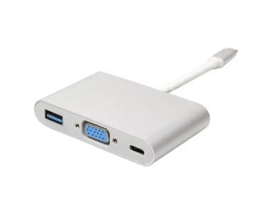 KETTZ Adapter konverter USB 3.1 Tip C-USB 3.0/VGA/USB Tip C PD Kettz UVA-23