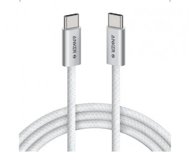 ANKER Zolo USB tip-C kabl M/M 1m, za Apple, super brzo punjenje 240W/480Mbps, pleteni, beli