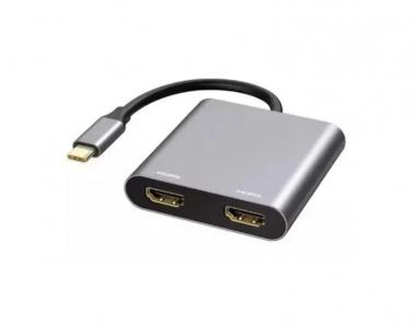 E-GREEN Adapter USB 3.1 tip C (M) - 2 x HDMI