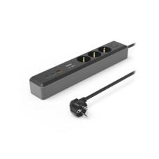HAMA Distributer 3 uticnice, 2xUSB-C/1xUSB-A 100W, PD prekidac, 1.4m, crn