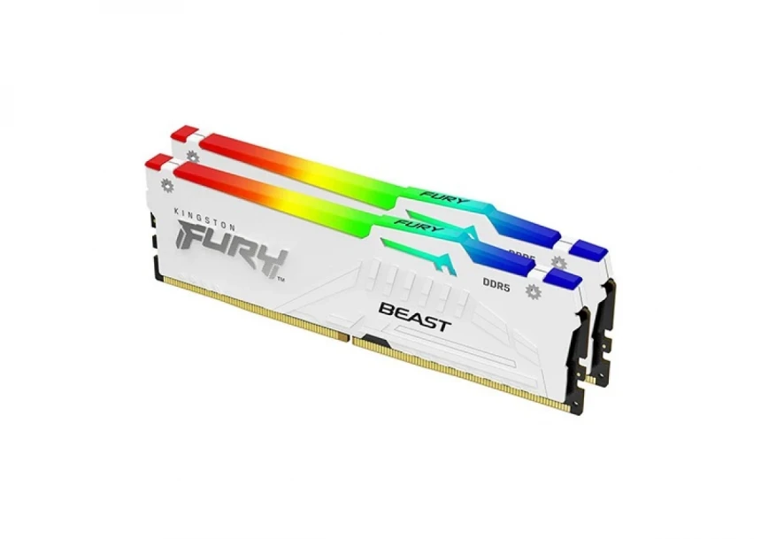 Memorija DDR5 64GB (2X32) 5200MHz Kingston Fury Beast White RGB XMP KF552C40BWAK2-64