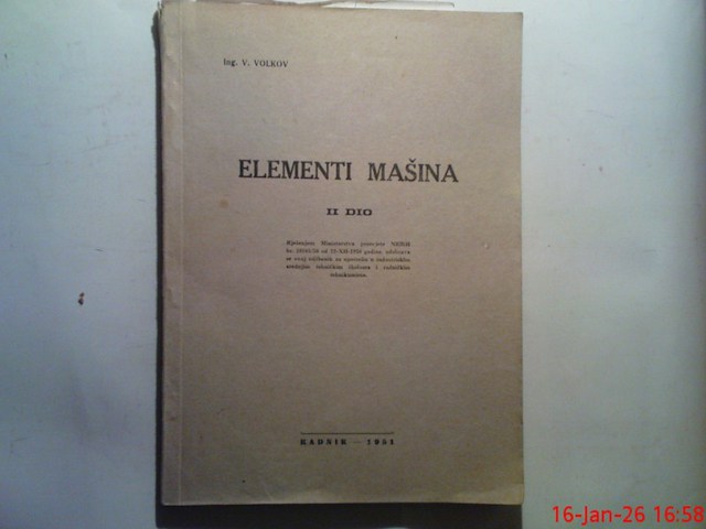 ING.  V. VOLKOV - ELEMENTI MASINA  II DIO
