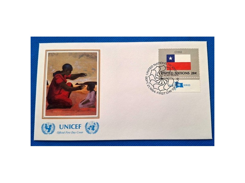 Unicef UN FDC 1984. Zastave