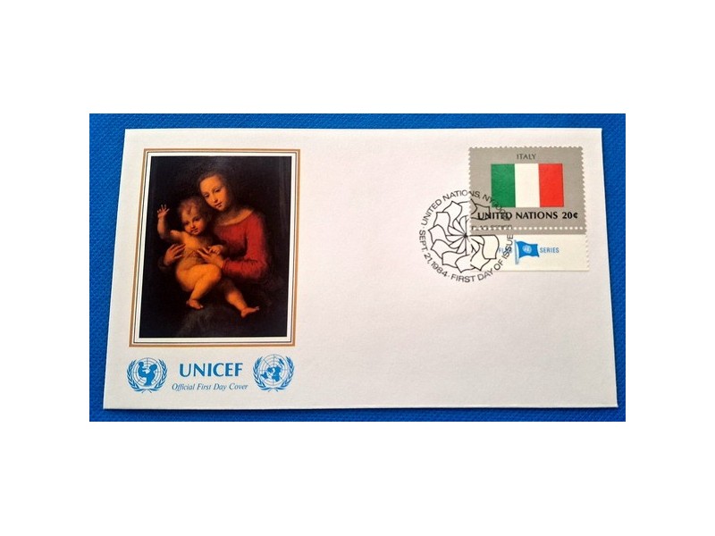 Unicef UN FDC 1984. Zastave