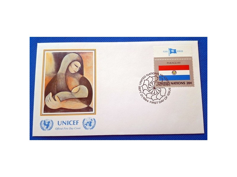 Unicef UN FDC 1984. Zastave