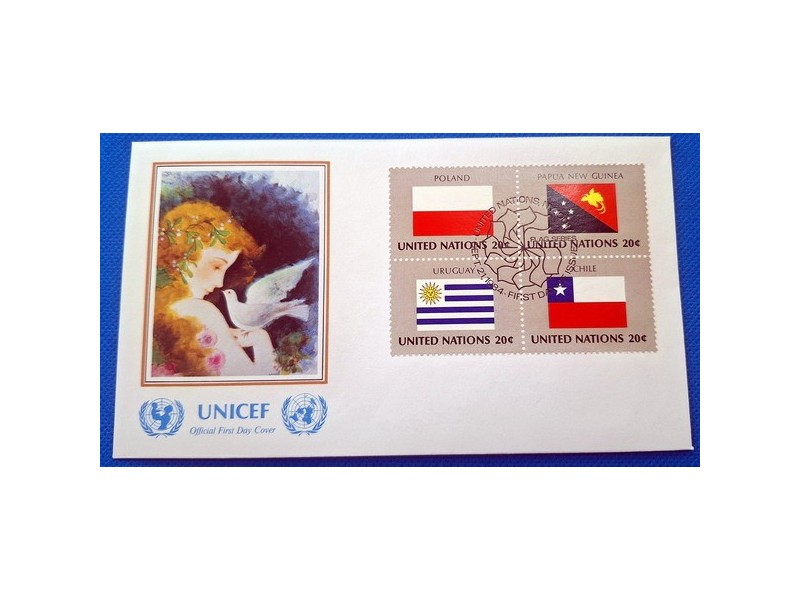 Unicef UN FDC 1984. Zastave