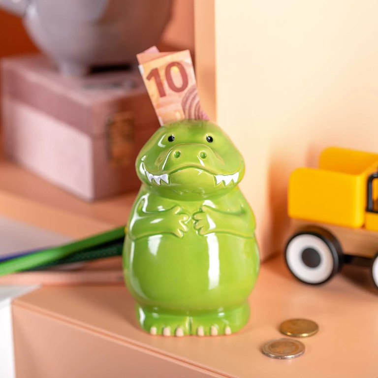 KASICA BAMBINI – Money box BAMBINI 13 cm green crocodile