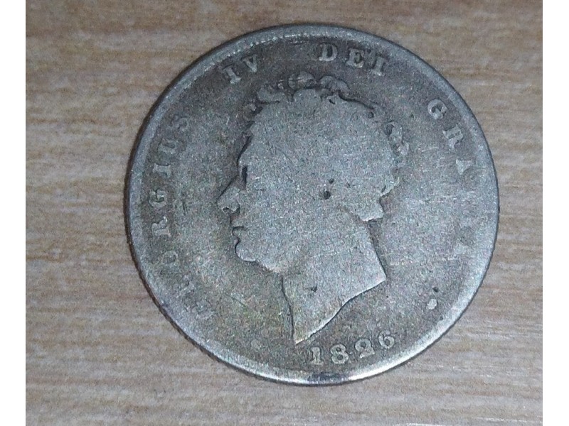 H1 1 siling Velika Britanija 1826 srebrnjak 5,66g sreb