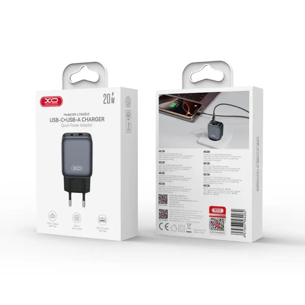 XO L154 kućni punjač PD 20W – USB-A + USB-C
