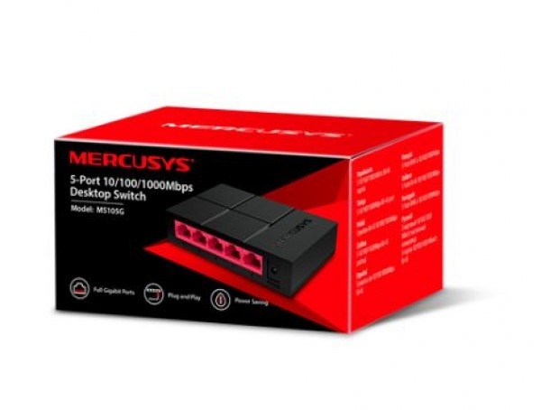 Mercusys MS105G V2.3, 5-Port 10/100/1000 Mbps Desktop Switch