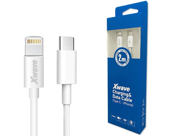 Xwave Kabl USB Tip-C za IPHONE 2M 3A,lightning aluminium,beli