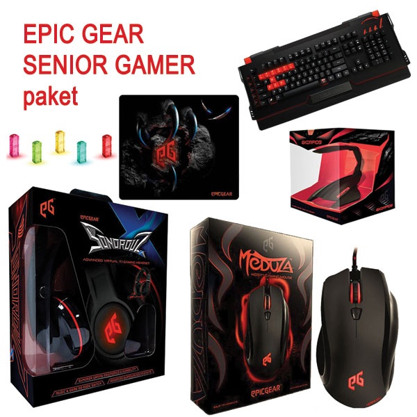 SENIOR GAMER paket SonrouzX sluš/Meduza miš/DeziMator X tast./Gryphuz Pro X pad/Skorpios/MMS light