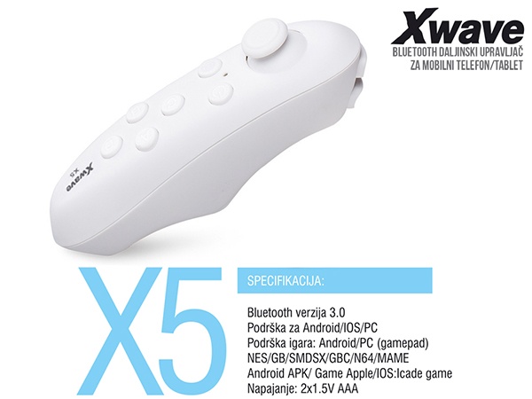 Xwave X5 beli BT daljinski upravljač za mobil/smart TV/IOS/PC/Android