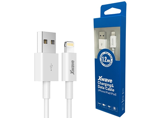 Xwave Kabl USB IPHONE 1.2M 3A,lightning,PVC beli