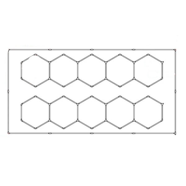 Hexagon Led tube 10 heads 6500K 632W lights tube:1200mm 12pcs+ 440mm 52pcs 100-110LM/W
