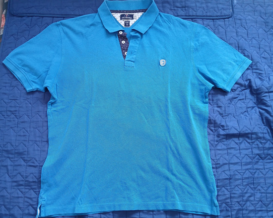 Cotton & silk plava pamucna polo majica, XL