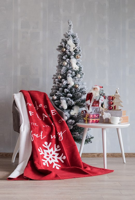 COTTON BLANKET 150x200 - Snowflake Red 20152a