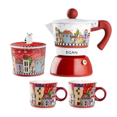 Set Moka Coffee set 4 - Paese Mio, Red