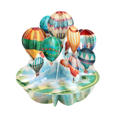 Čestitka 3D - Pirouettes, Hot Air Balloons