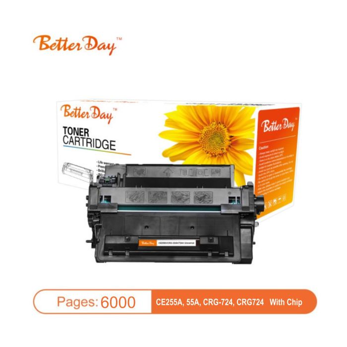 Toner BetterDay P3015 CE255A, 55A, CRG-724, CRG724 zam. kaseta za HP/Canon 6k (sa cipom)