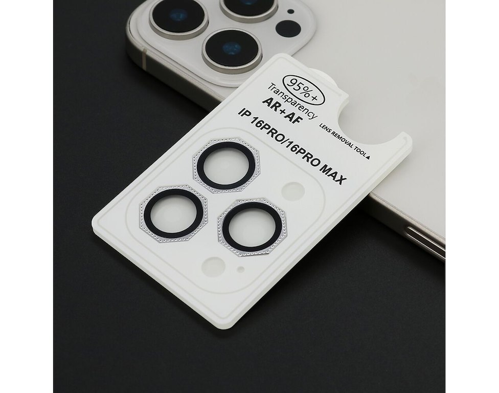 Folija - zastitu kamere OCTAGON DIAMOND za iPhone 16 Pro (6.3)/16 Pro Max (6.9) srebrna (MS)
