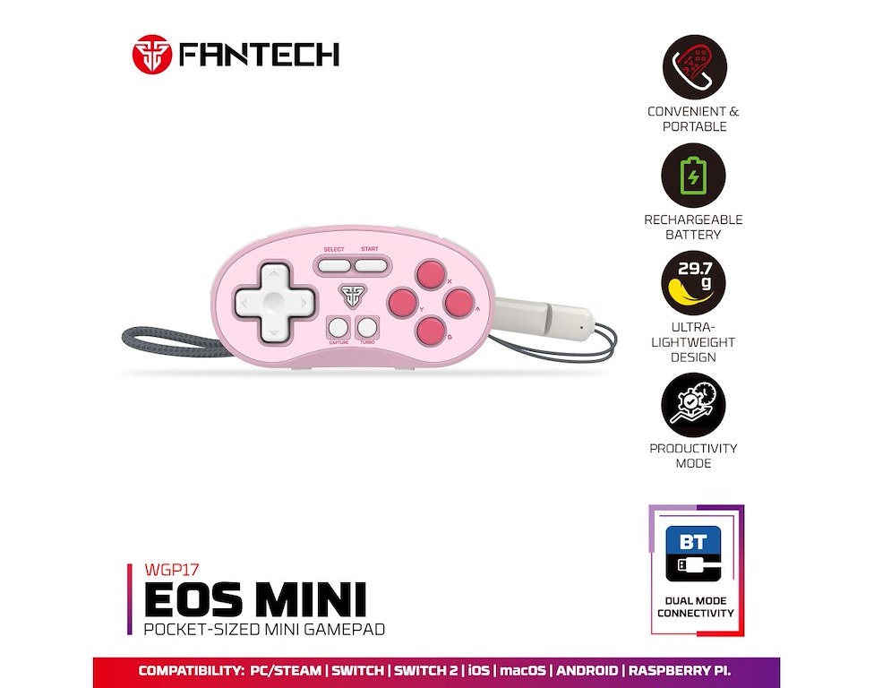 Joypad Wireless Fantech WGP17 Eos mini rozi